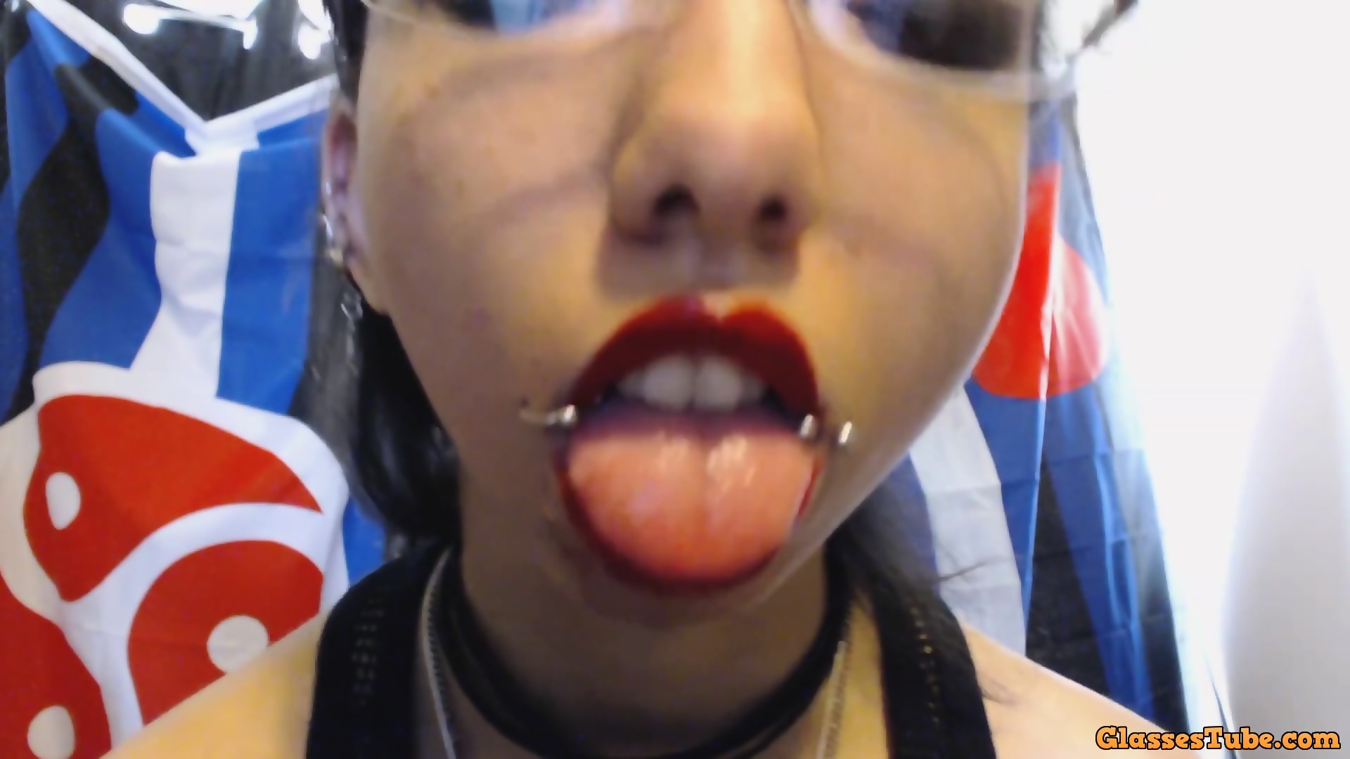Bright Red Lipstick Drooling A Lot Of Saliva And Spit Eporner