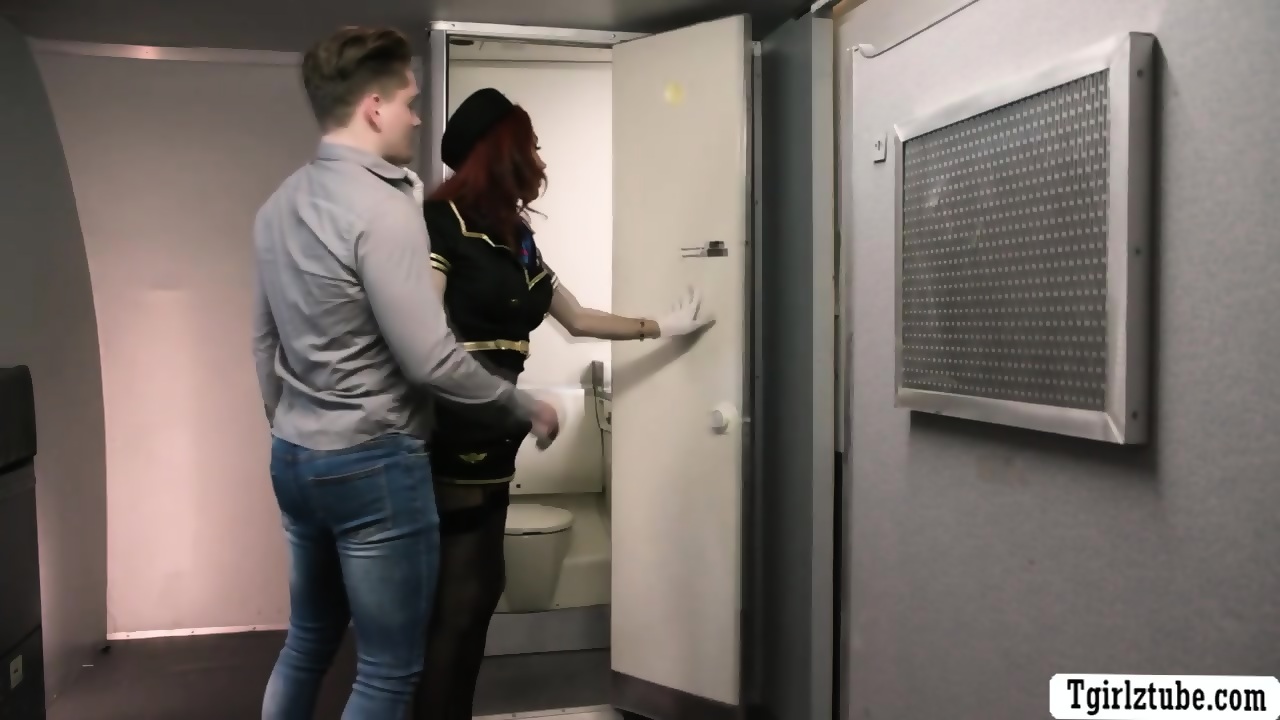 Ts Flight Attendant Threesome Sex With Her Passengers In Plane Eporner